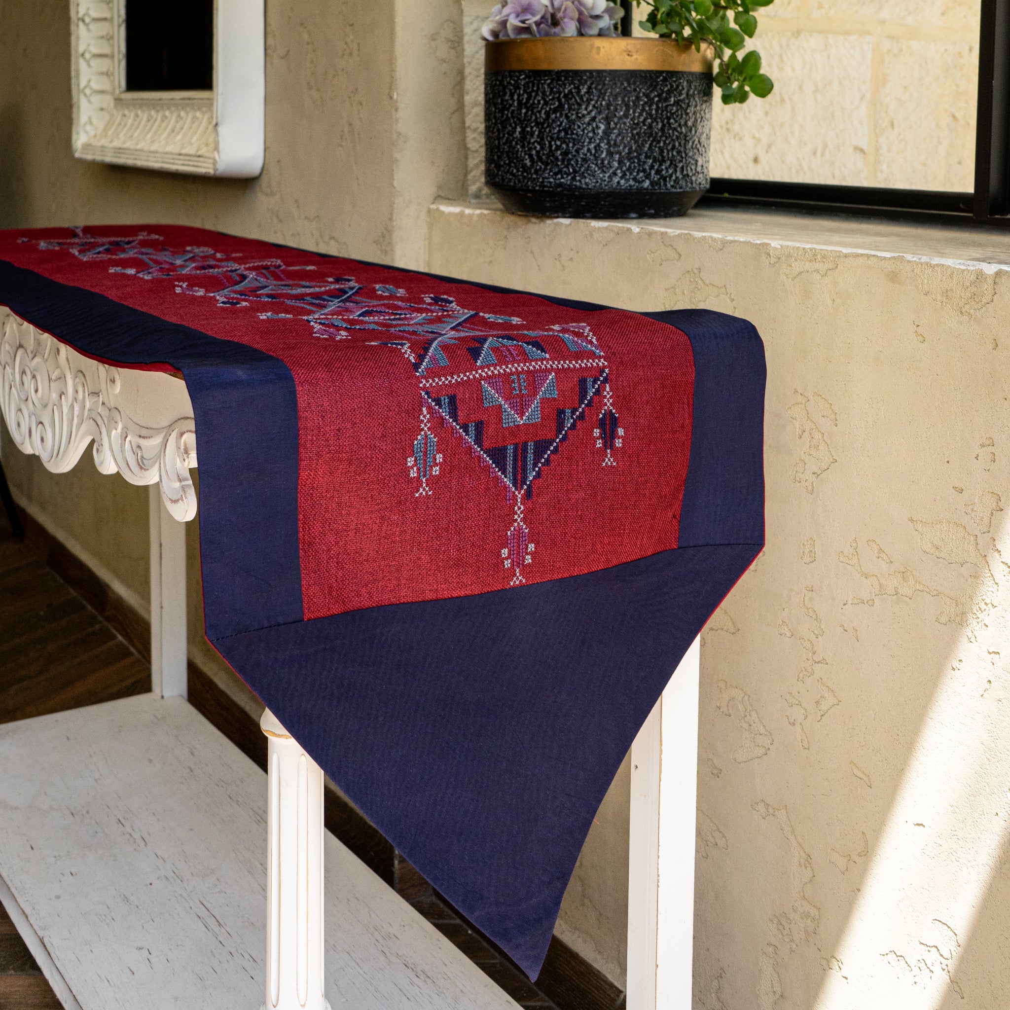 Table Runner with Palestinian Tatreez | Supporting Palestinian Women A
