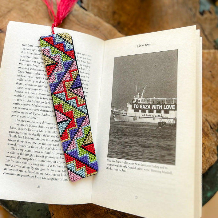 Palestinian Tatreez Bookmark | Traditionally Handcrafted Embroidery by