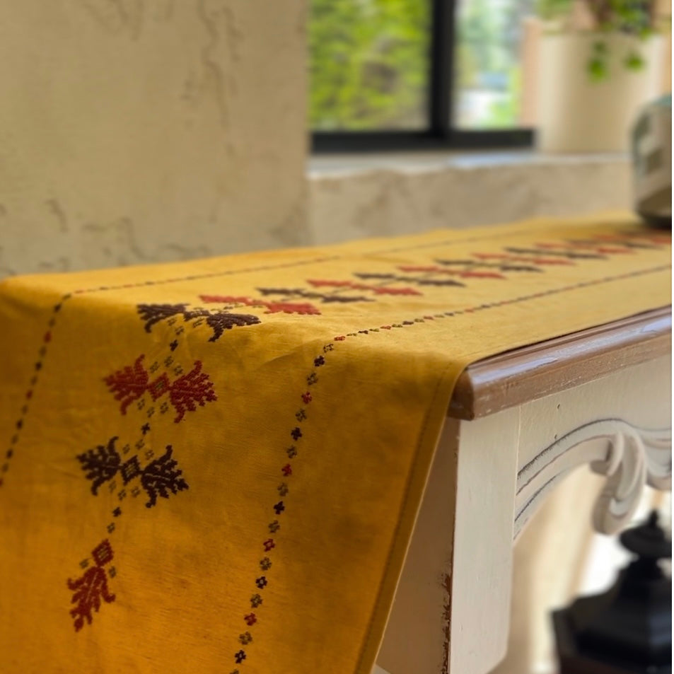 Antique Style Palestinian Table Runner with Hand Embroidery from Women