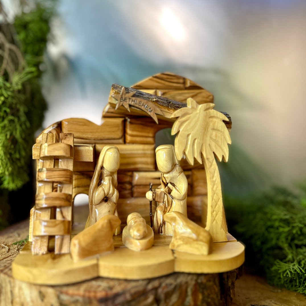 Manger Nativity with Ladder Handmade in Bethlehem | Medium